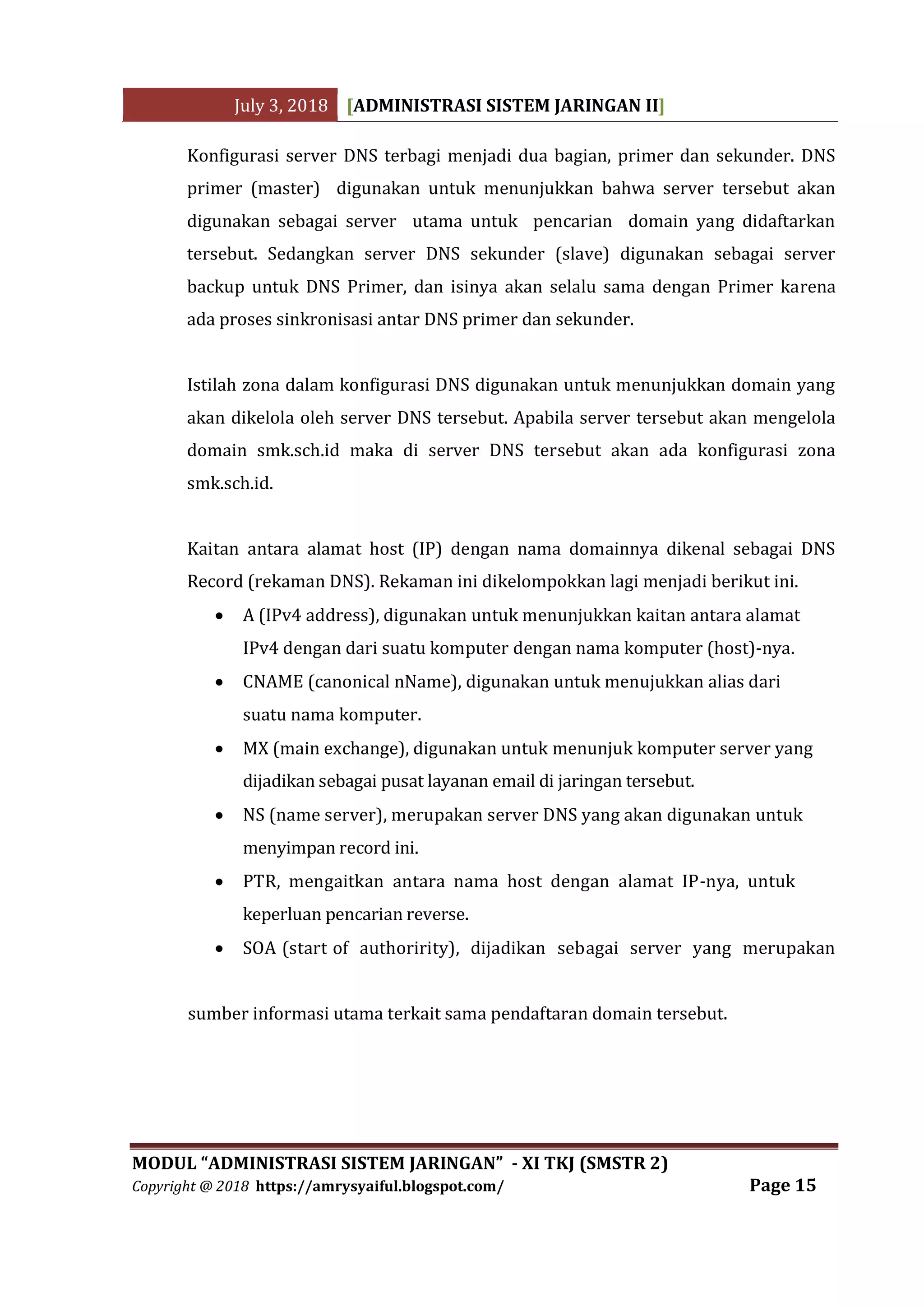 Modul administrasi sistem jaringan xi - 2 rev (self) | PDF