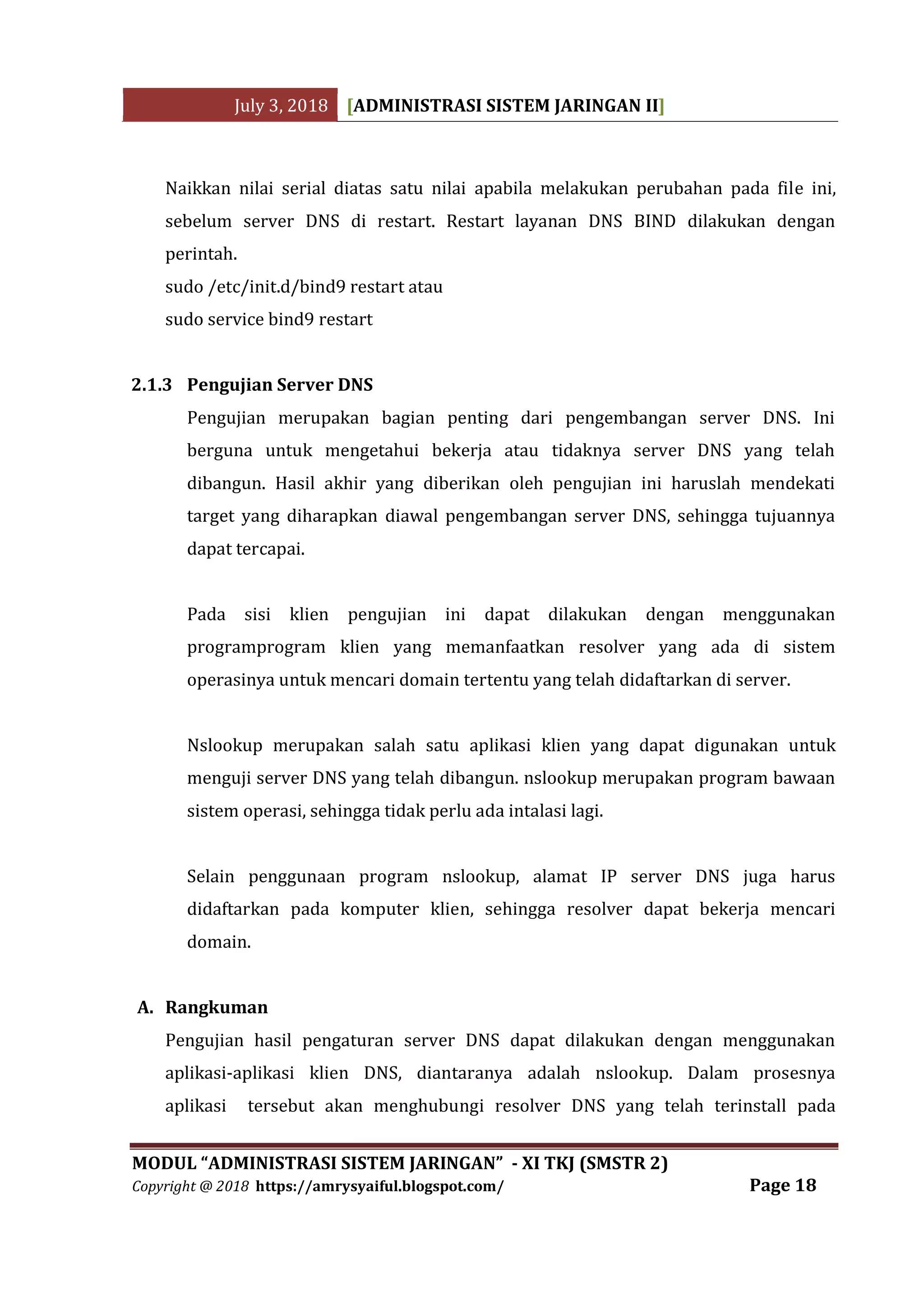 Modul administrasi sistem jaringan xi - 2 rev (self) | PDF