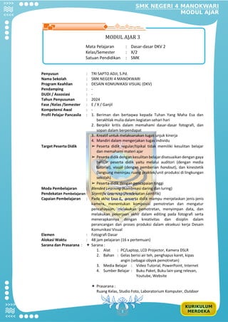 Modul-Ajar-TriSaptoAdji tentang fotografi dasar | PDF