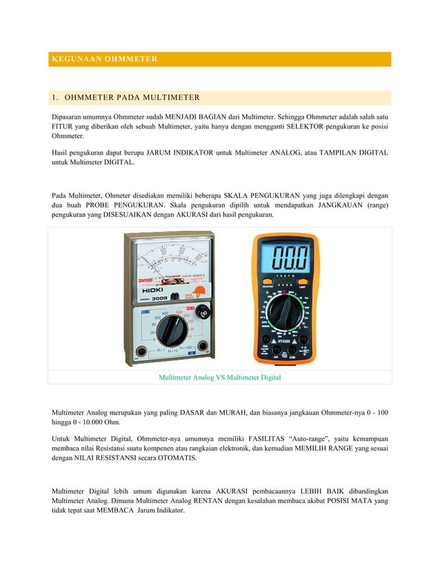 Modul cara menggunakan ohm meter | PDF