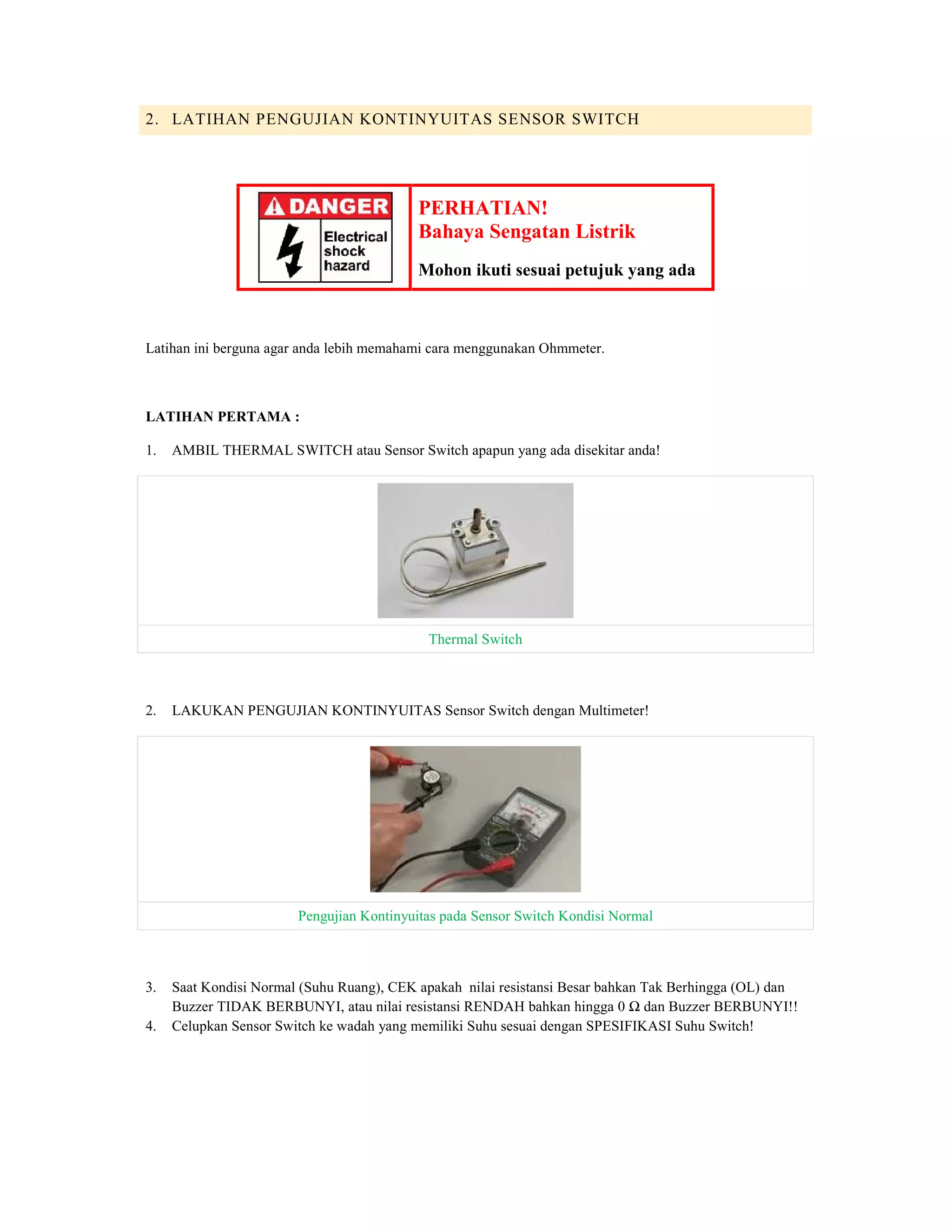 Modul cara menggunakan ohm meter dalam pengujian kontinyuitas saklar ...