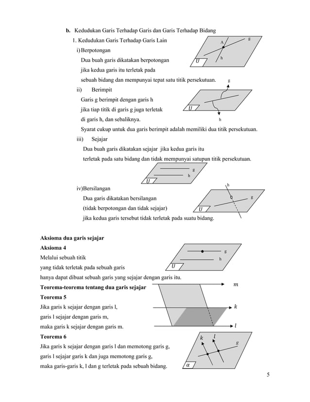 Modul Kedudukan Titik, Garis, Bidang dalam Ruang | PDF