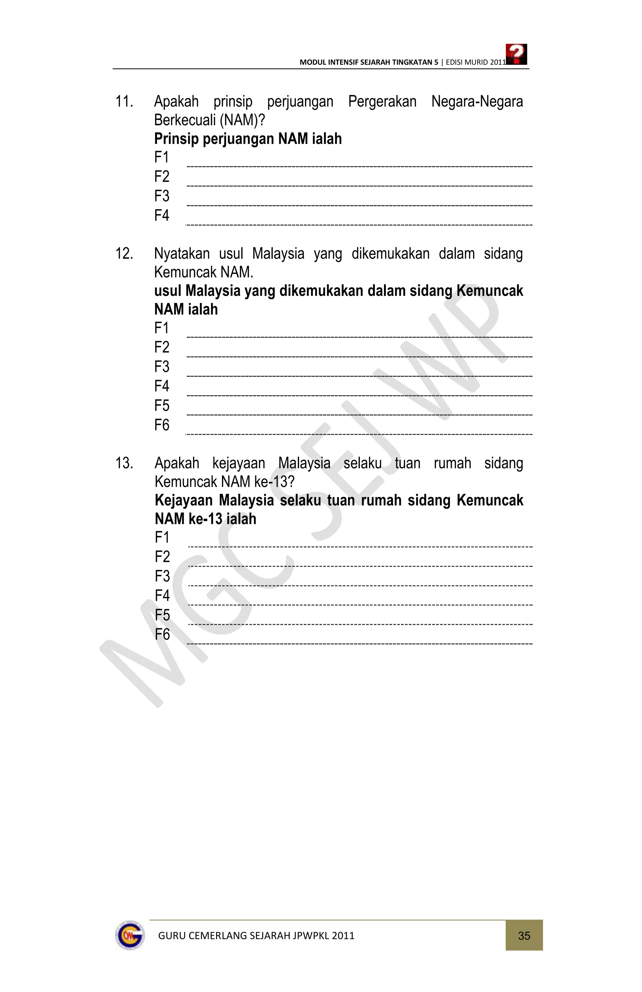 Modul Intensif T5 (Soalan) | PDF