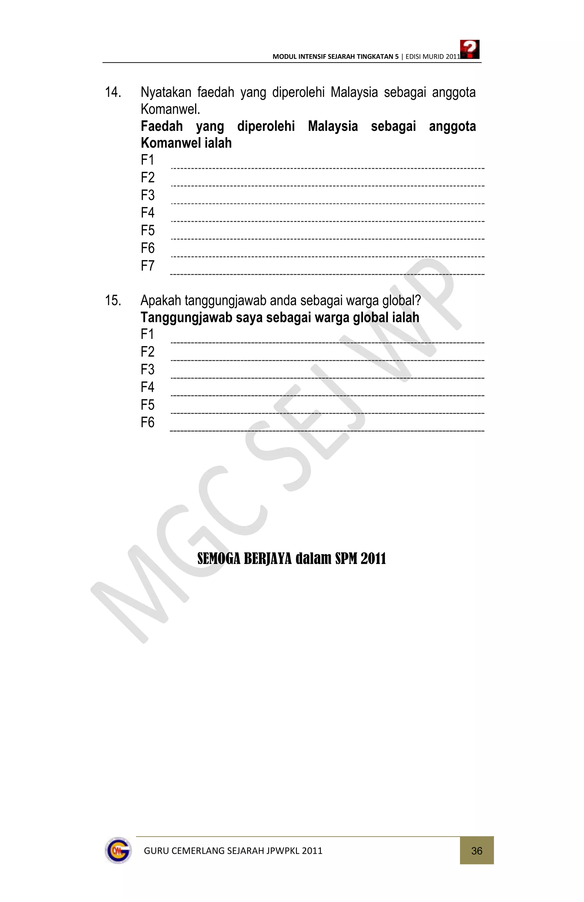 Modul Intensif T5 (Soalan) | PDF