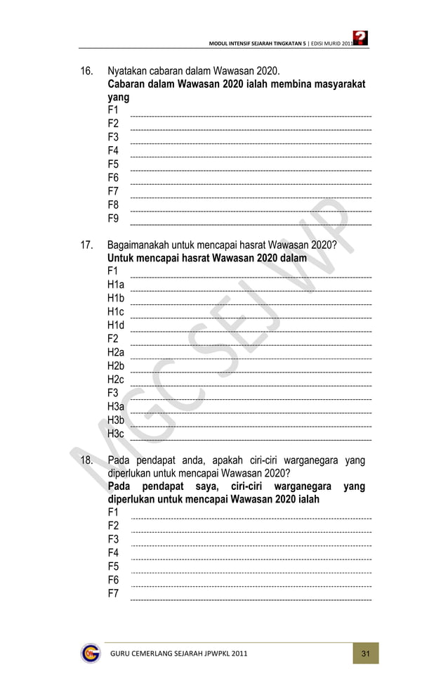 Modul Intensif T5 (Soalan) | PDF