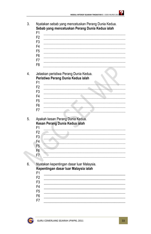Modul Intensif T5 (Soalan) | PDF