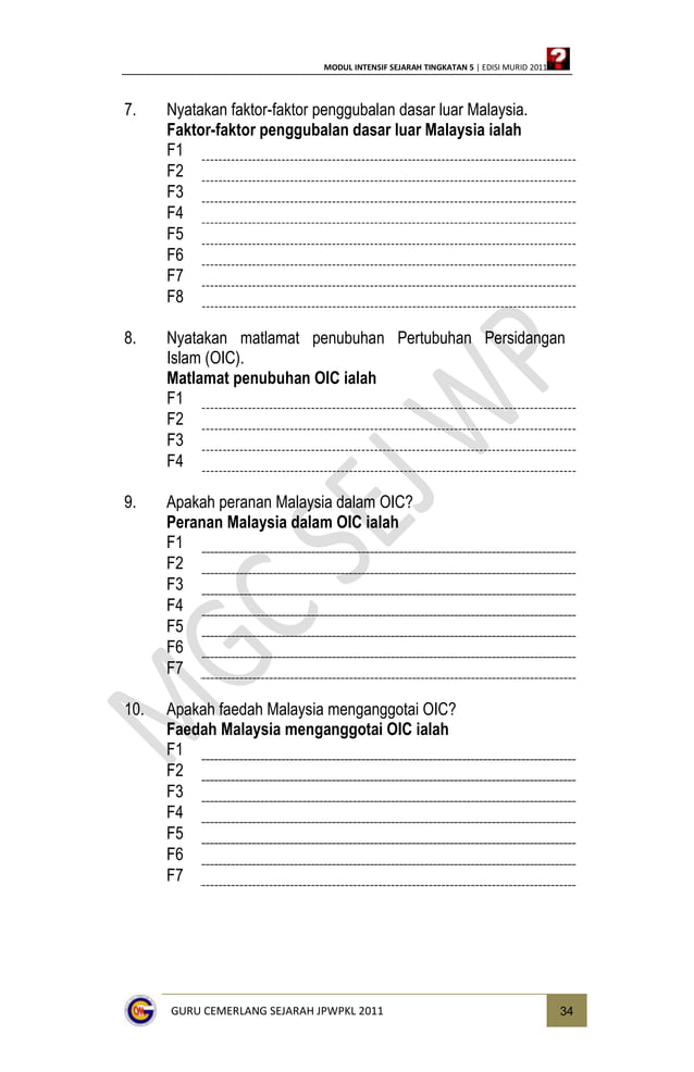 Modul Intensif T5 (Soalan) | PDF