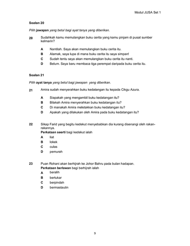 Bahasa Melayu K 1 Upsr | PDF