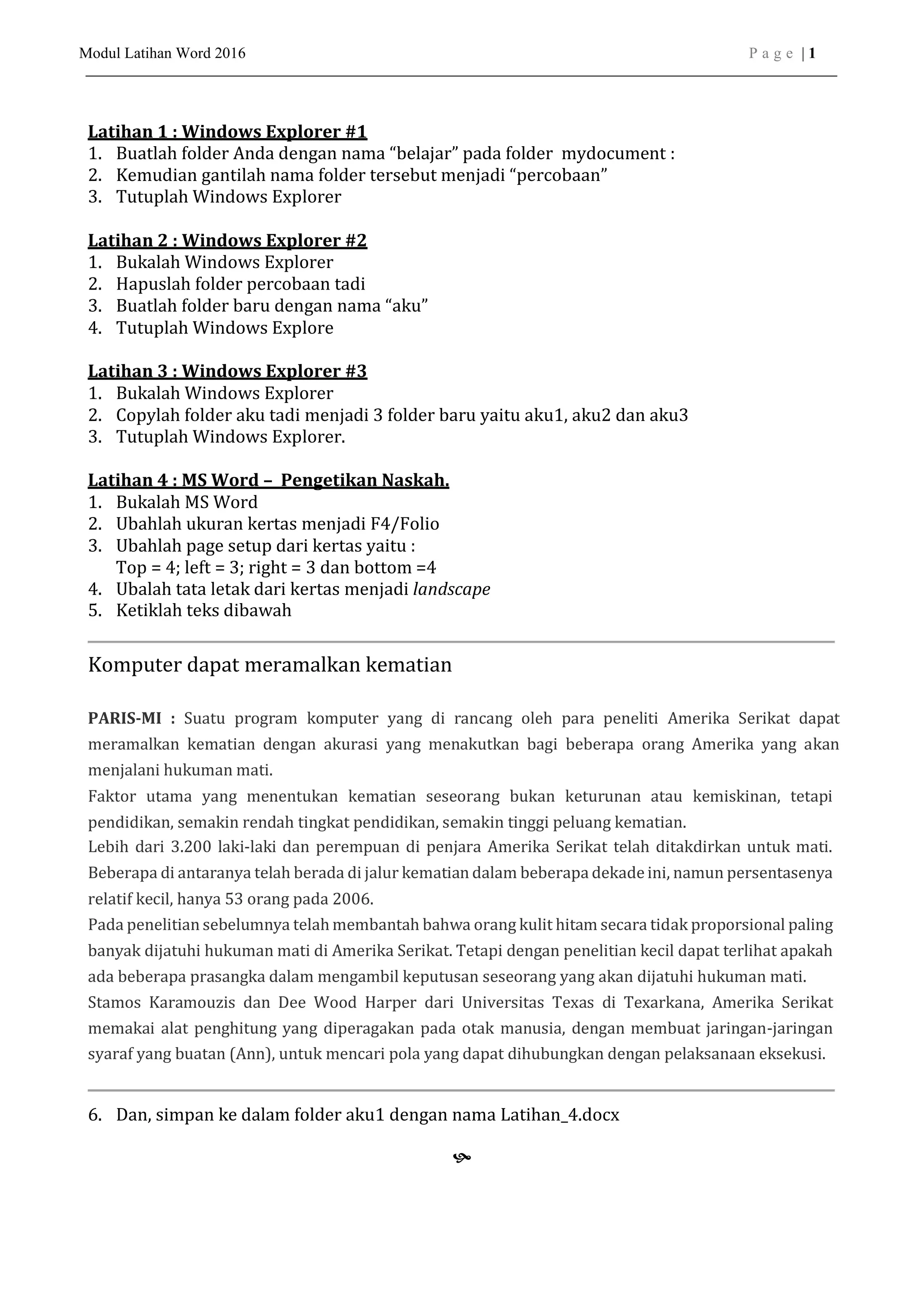 Modul latiihan-ms-word-2016 | PDF