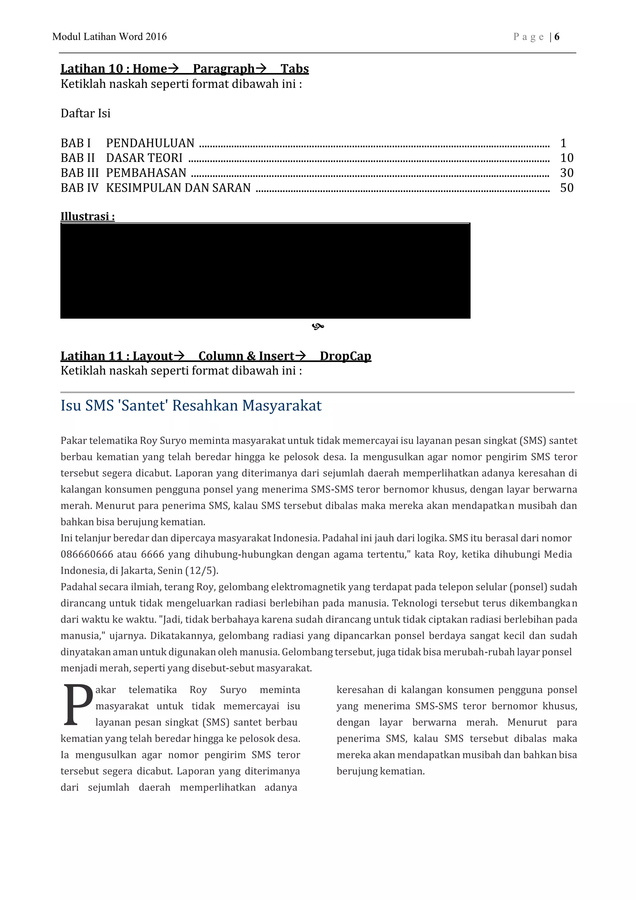 Modul latiihan-ms-word-2016 | PDF