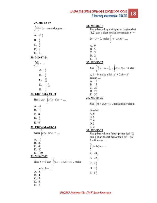Modul matematika-integral | PDF