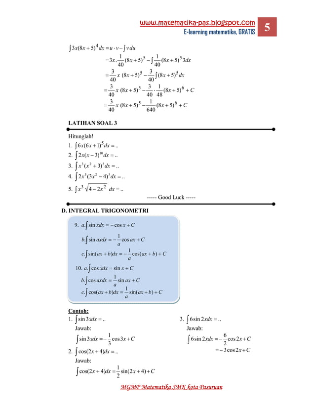 Modul matematika-integral | PDF