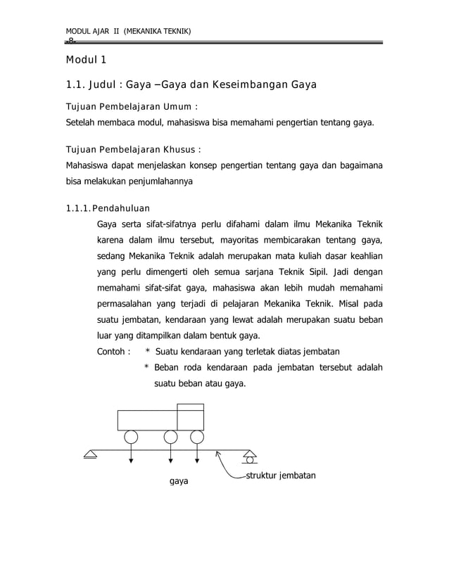Modul 1- mekanika teknik, statika dan mekanika dasar | PDF