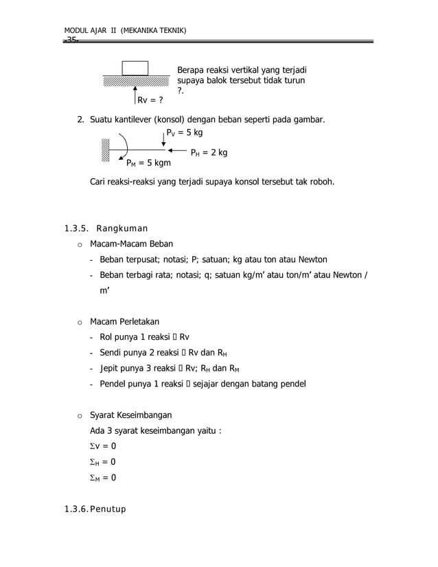Modul 1- mekanika teknik, statika dan mekanika dasar | PDF