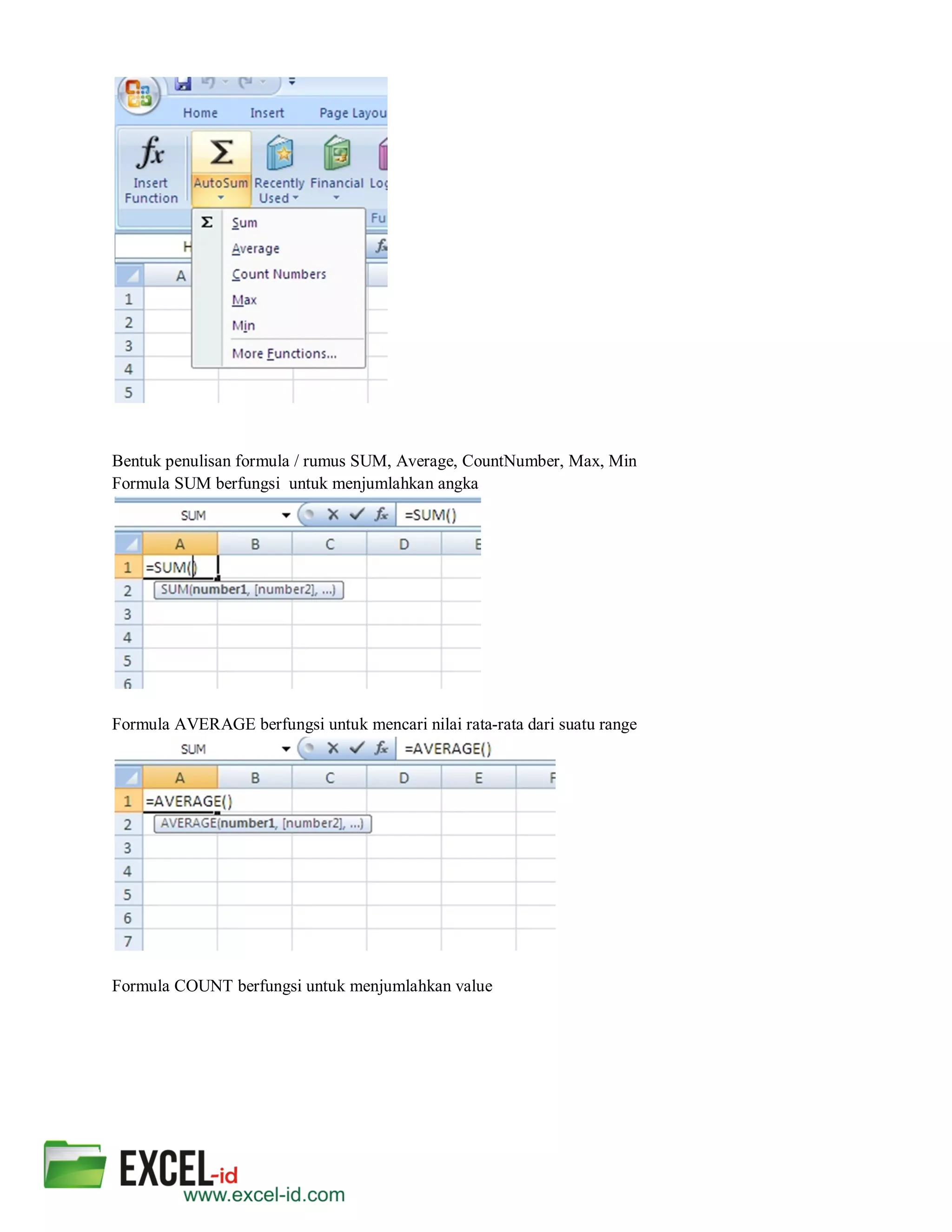 Modul mengenal berbagai rumus excel dan fungsinya | PDF