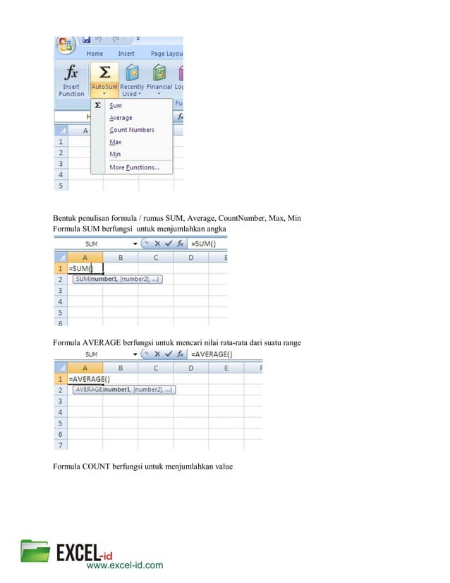 Modul mengenal berbagai rumus excel dan fungsinya | PDF