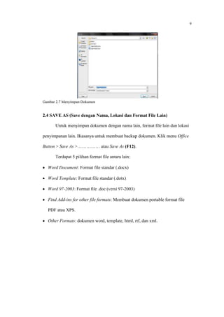 Modul microsoft word 2007 | DOCX