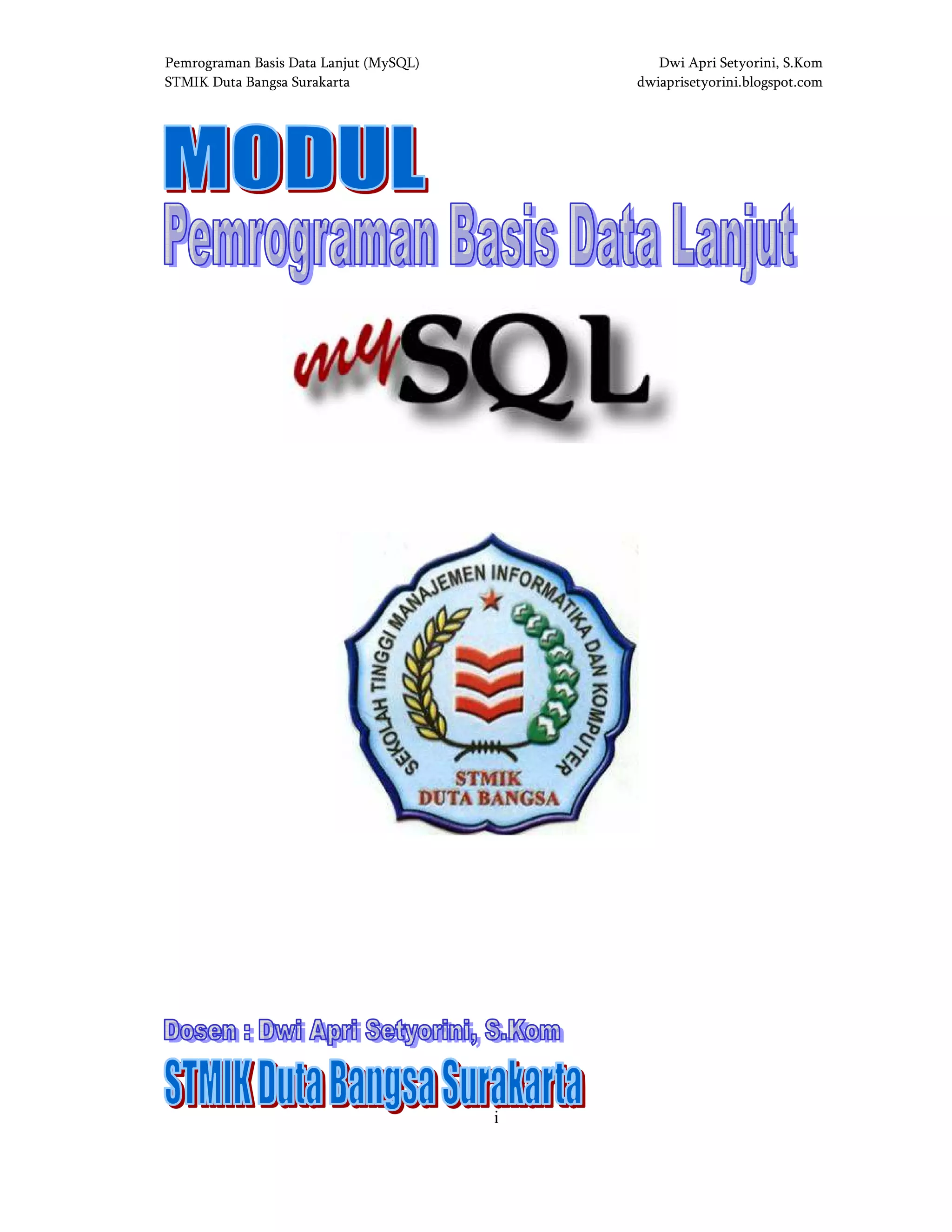 Modul MySQL TIngkat Lanjut | PDF