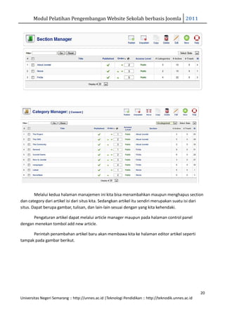 Modul pelatihan-web-joomla | PDF