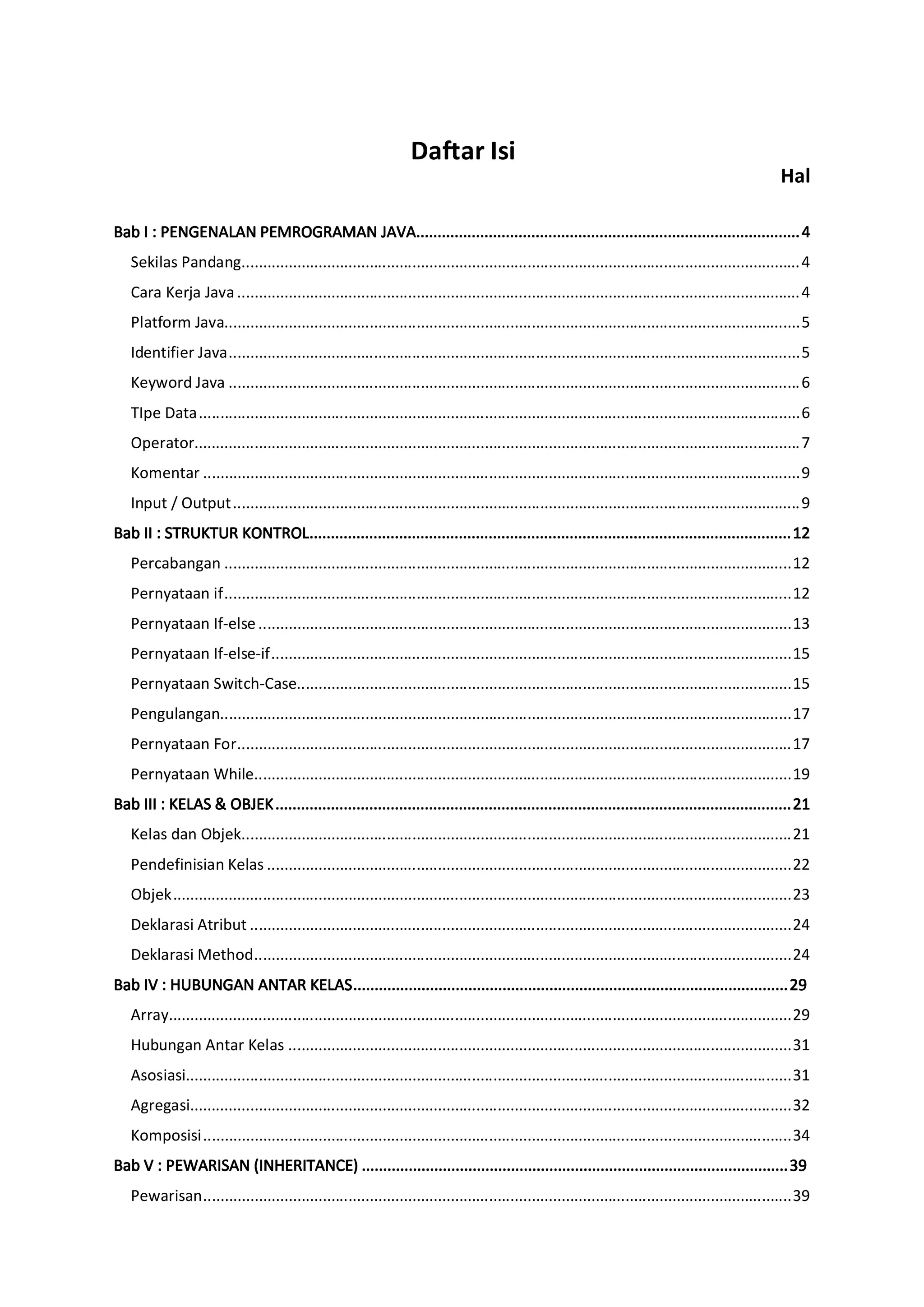 Modul PBO Bab-00 - Daftar Isi | PDF