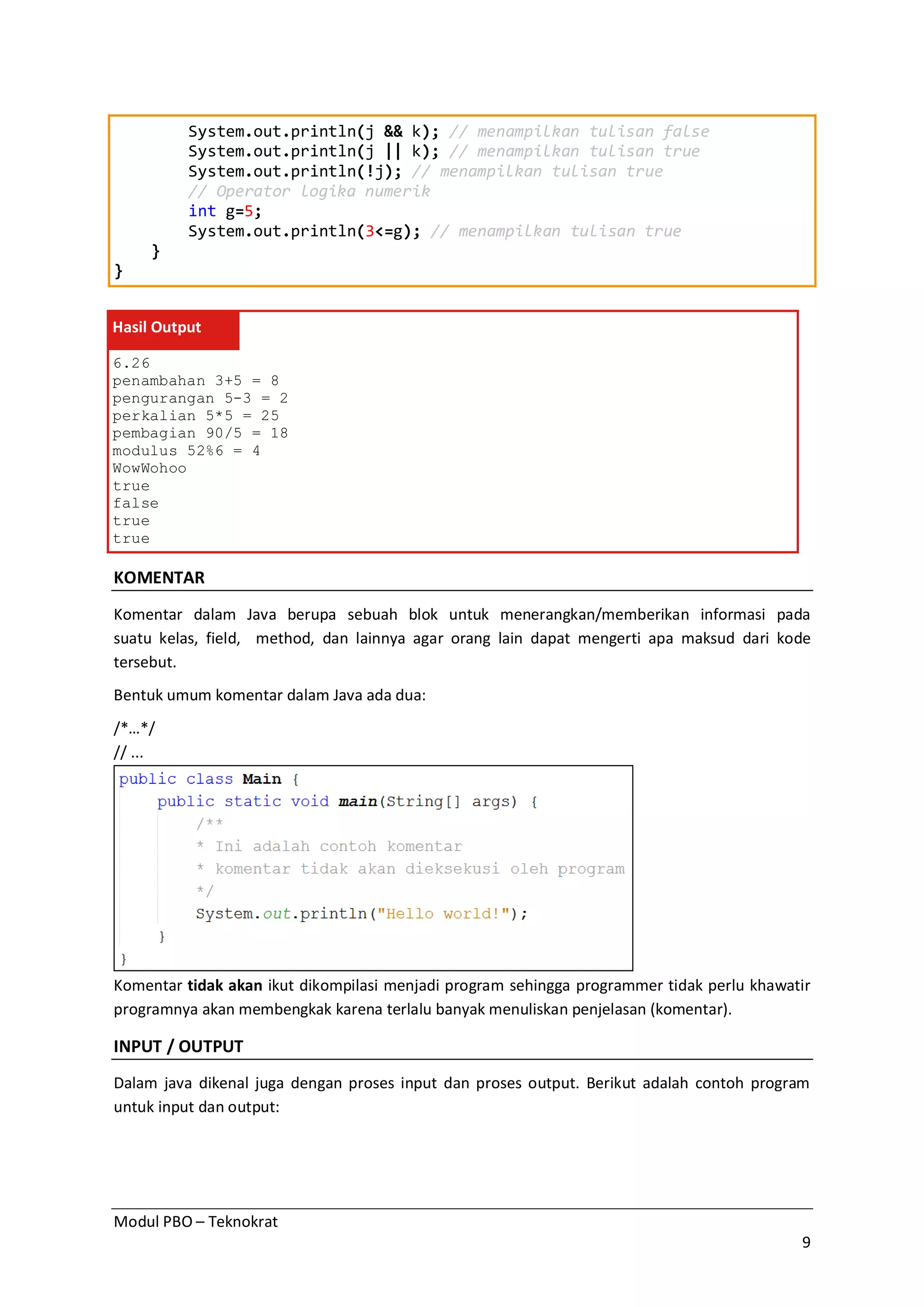 Modul PBO Bab-01 - Pengenalan Java | PDF