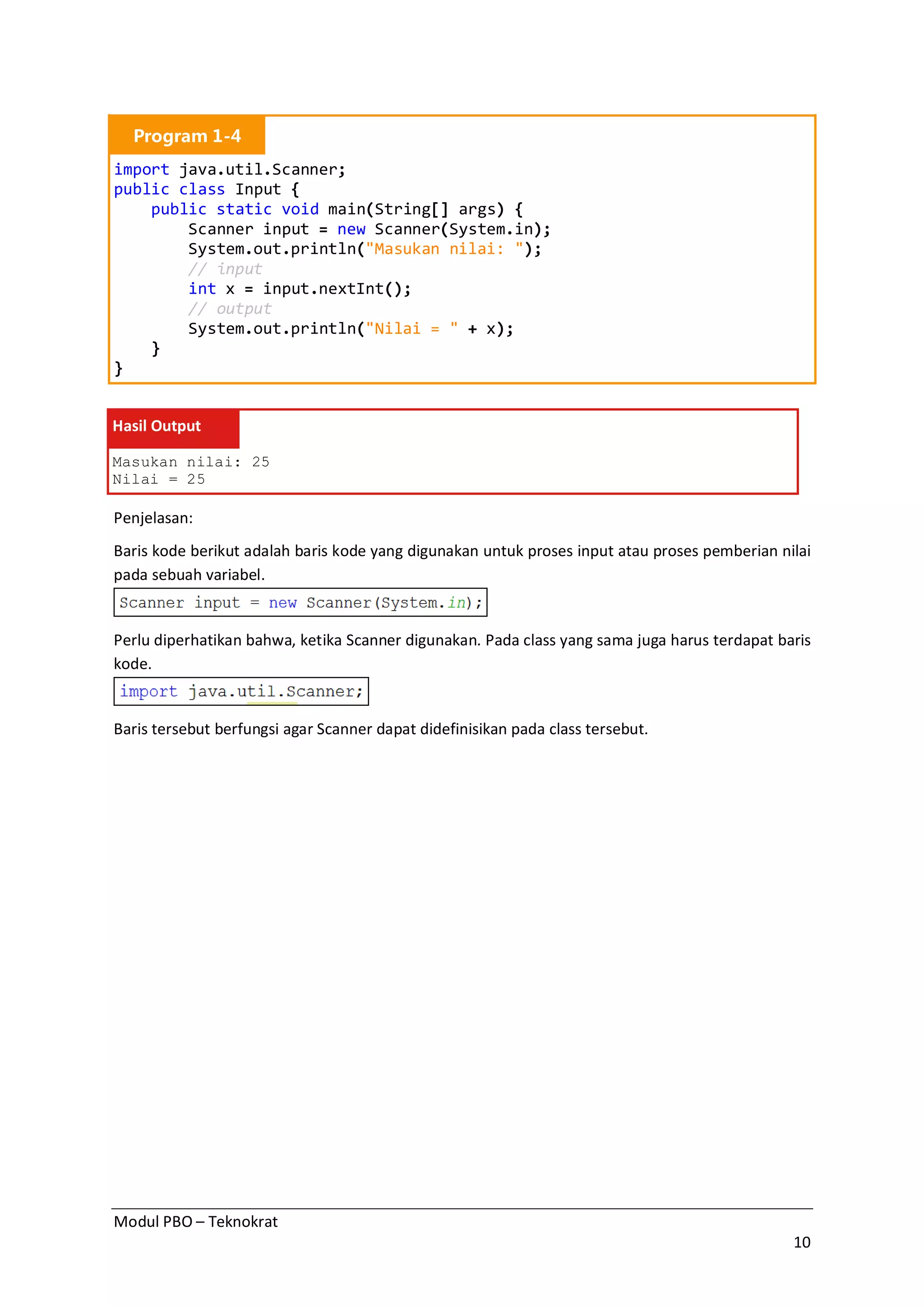Modul PBO Bab-01 - Pengenalan Java | PDF