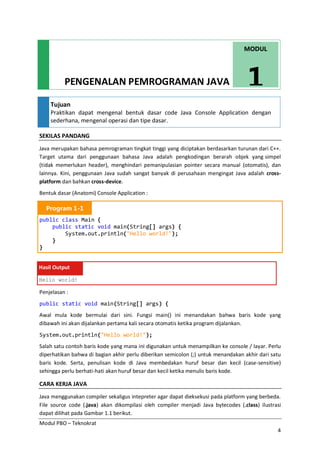 Modul PBO Bab-01 - Pengenalan Java | PDF