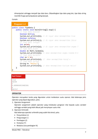 Modul PBO Bab-01 - Pengenalan Java | PDF