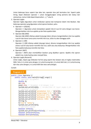 Modul PBO Bab-01 - Pengenalan Java | PDF