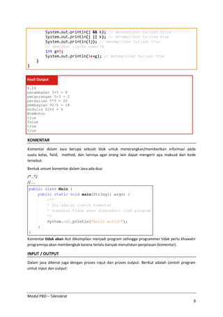 Modul PBO Bab-01 - Pengenalan Java | PDF
