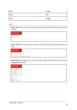Modul PBO Bab-02 - Struktur Kontrol | PDF