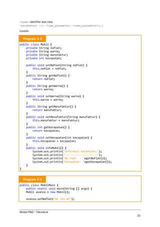 Modul PBO Bab-03 - Kelas & Objek | PDF