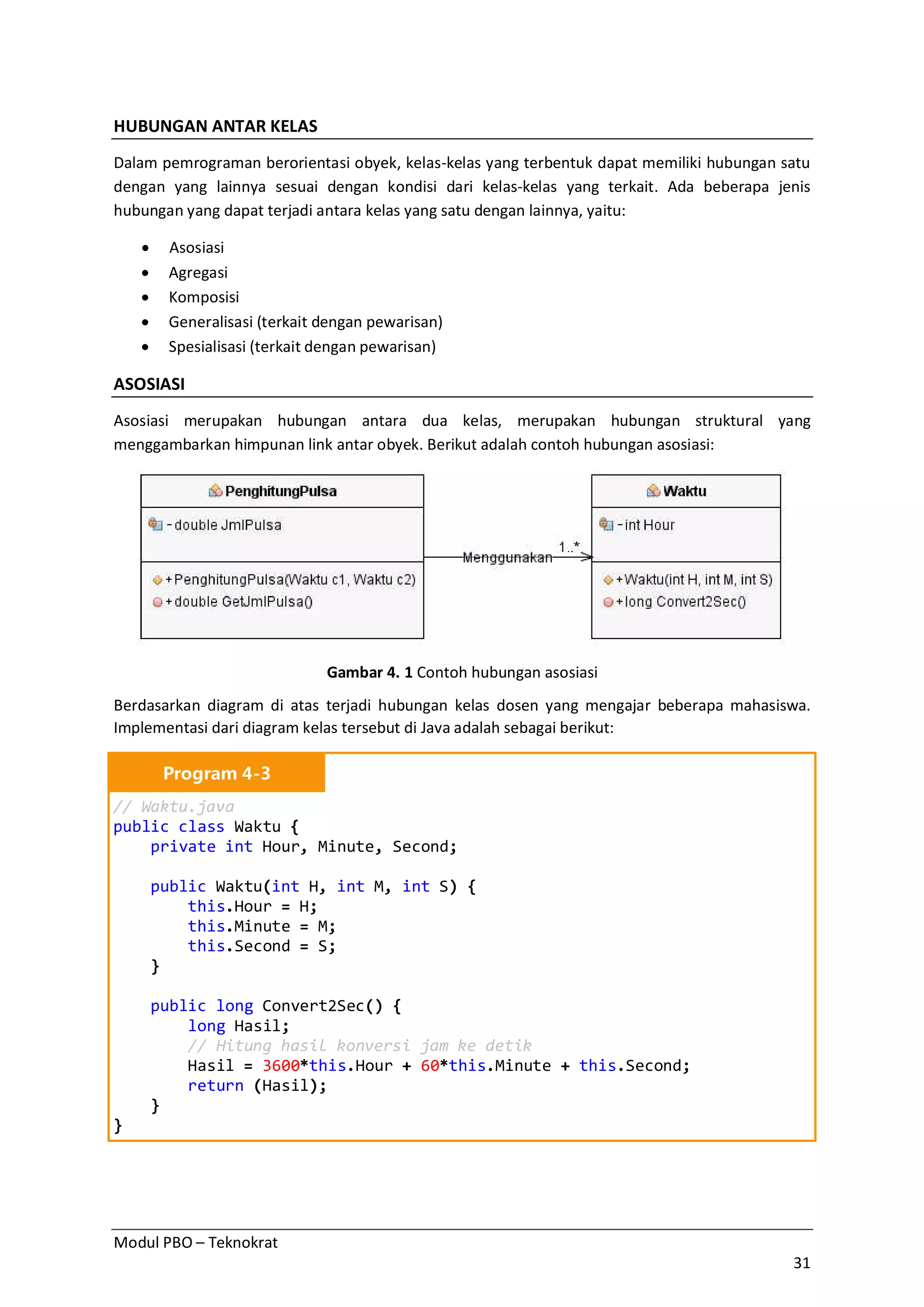 Modul PBO Bab-04 - Hubungan antar Kelas | PDF