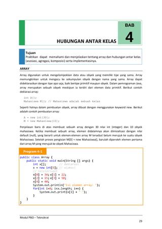 Modul PBO Bab-04 - Hubungan antar Kelas | PDF