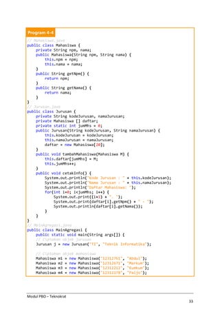 Modul PBO Bab-04 - Hubungan antar Kelas | PDF