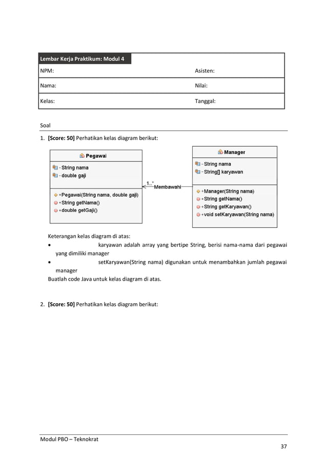 Modul PBO Bab-04 - Hubungan antar Kelas | PDF