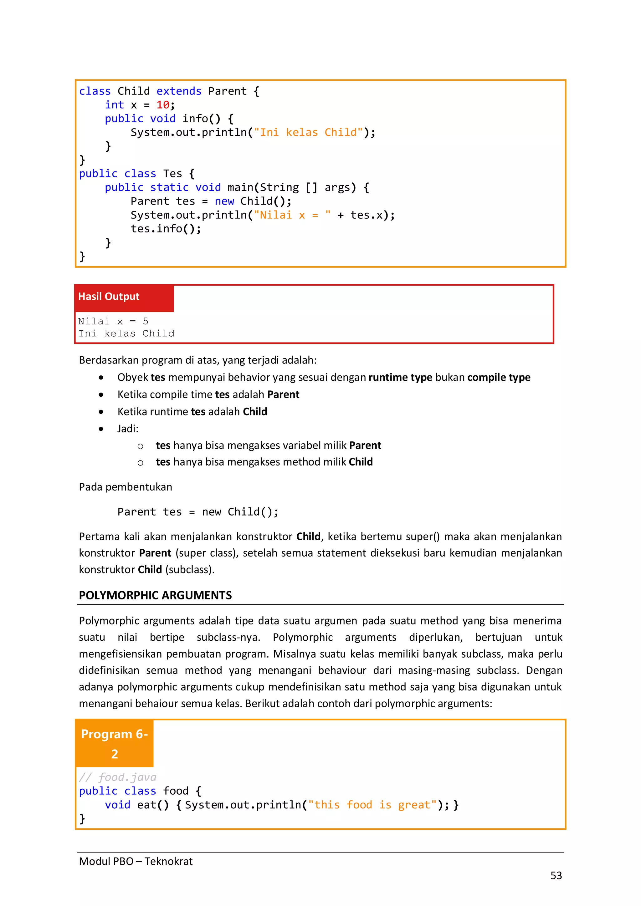 Modul PBO Bab-06 - Polimorfisme (Polymorphism) | PDF Modul PBO Bab-06 - Polimorfisme (Polymorphism) | PDF