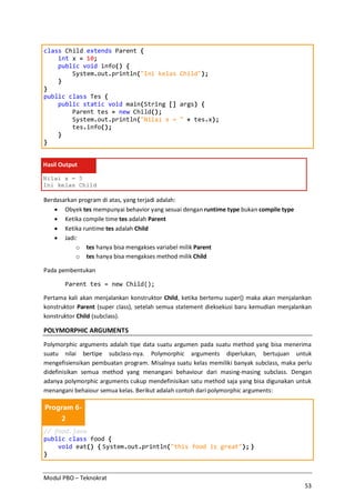 Modul PBO Bab-06 - Polimorfisme (Polymorphism) | PDF