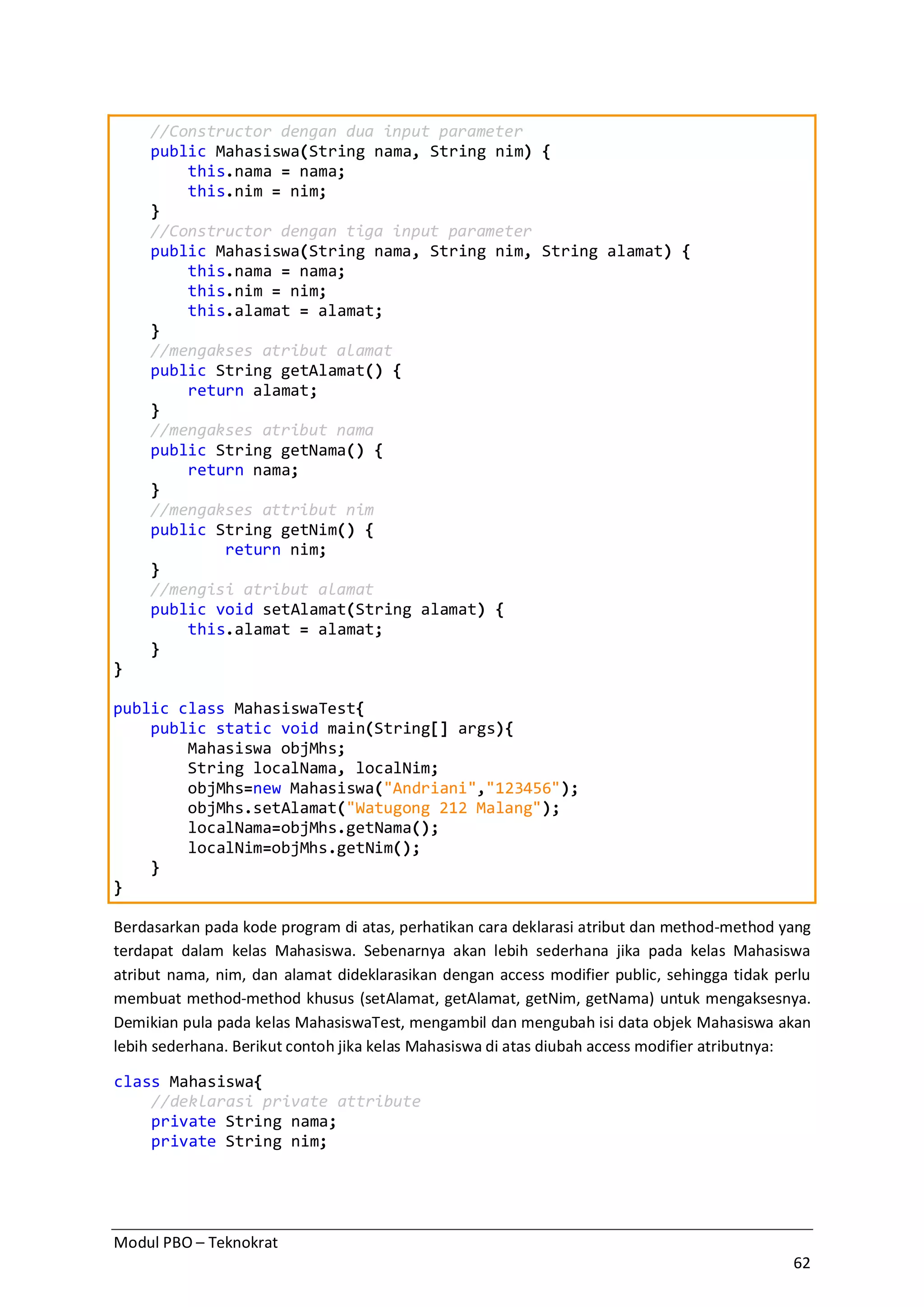Modul PBO Bab-07 - Enkapsulasi (Encapsulation) | PDF