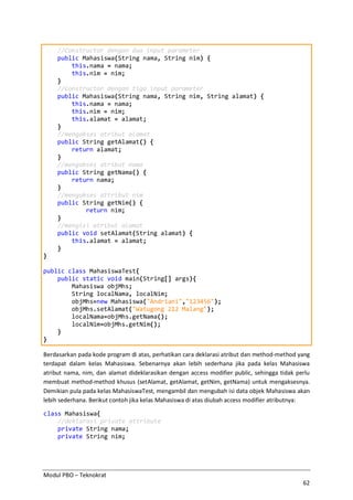 Modul PBO Bab-07 - Enkapsulasi (Encapsulation) | PDF