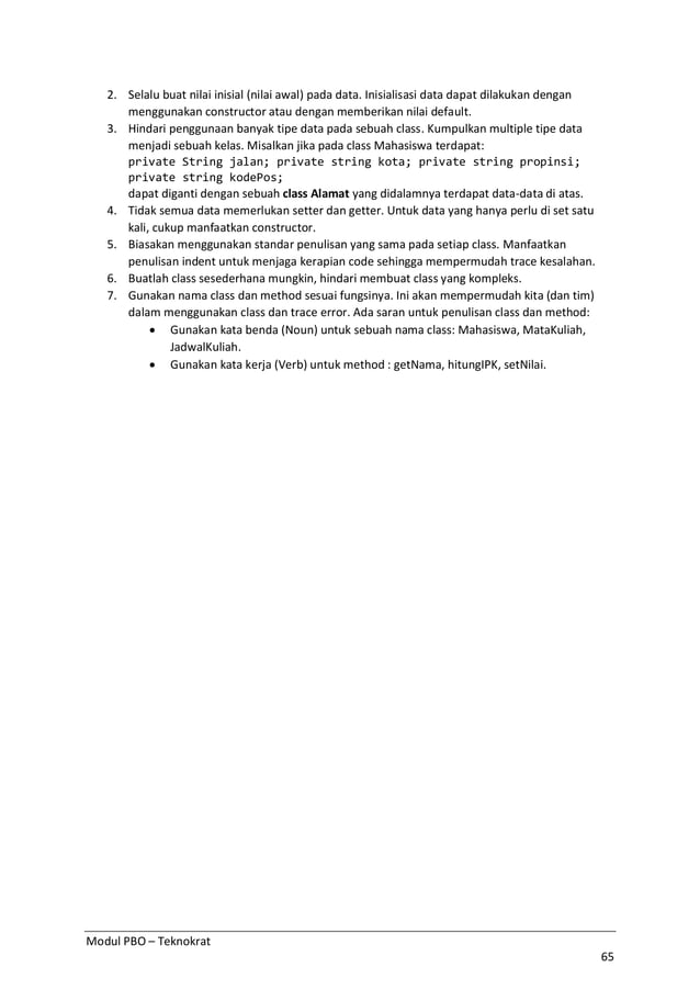 Modul PBO Bab-07 - Enkapsulasi (Encapsulation) | PDF