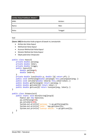 Modul PBO Bab-07 - Enkapsulasi (Encapsulation) | PDF