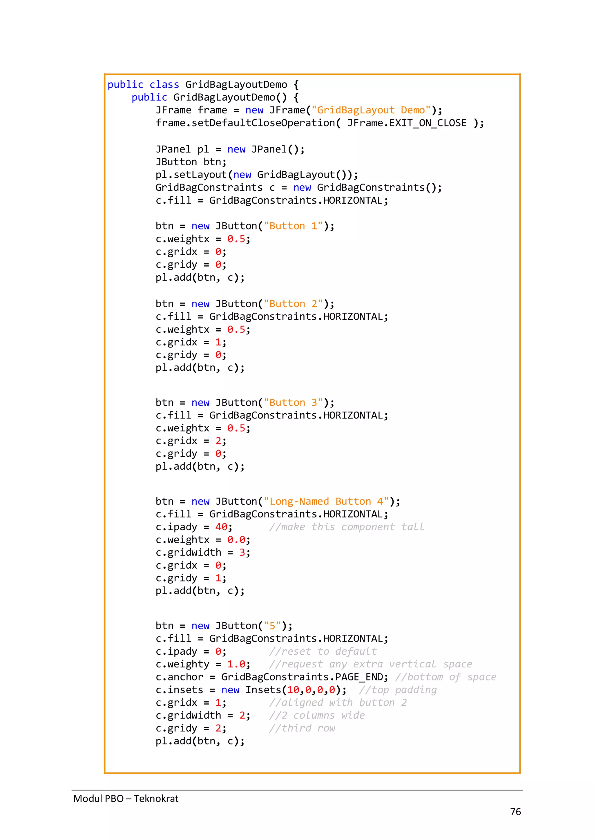 Modul PBO Bab-08 - Java GUI | PDF