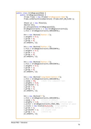 Modul PBO Bab-08 - Java GUI | PDF