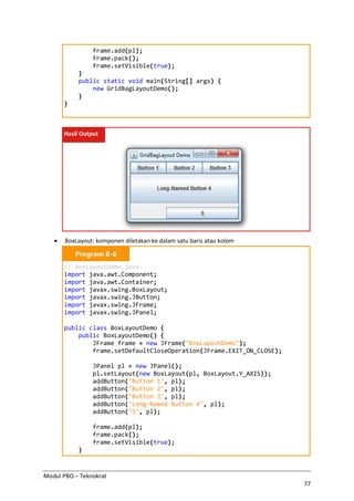 Modul PBO Bab-08 - Java GUI | PDF