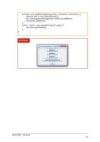 Modul PBO Bab-08 - Java GUI | PDF