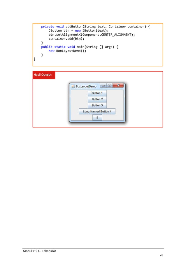 Modul PBO Bab-08 - Java GUI | PDF