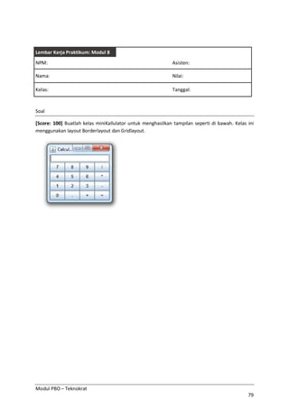Modul PBO Bab-08 - Java GUI | PDF