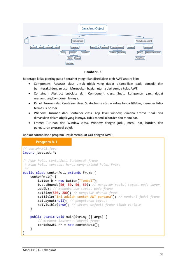 Modul PBO Bab-08 - Java GUI | PDF
