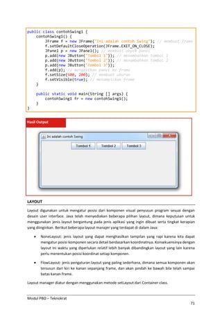 Modul PBO Bab-08 - Java GUI | PDF